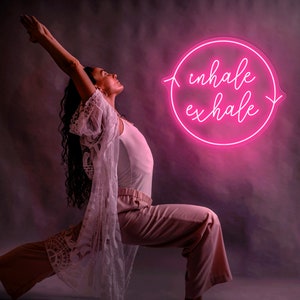 Inhale Exhale Circle Neon Sign, Wall Art, Yoga Inhale Exhale Sign, Yoga ...