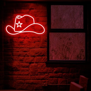 Cow Hat Neon Sign, Cowgirls Light Sign, Custom LED Light, Cowboy Hat ...