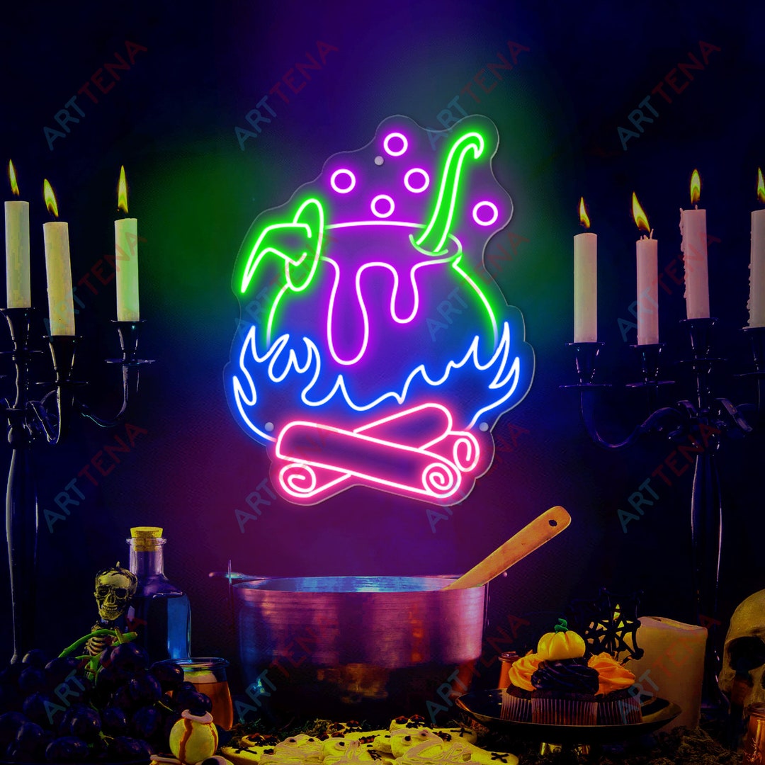 Witch Cauldron LED Neon Sign, Halloween Decor - Etsy