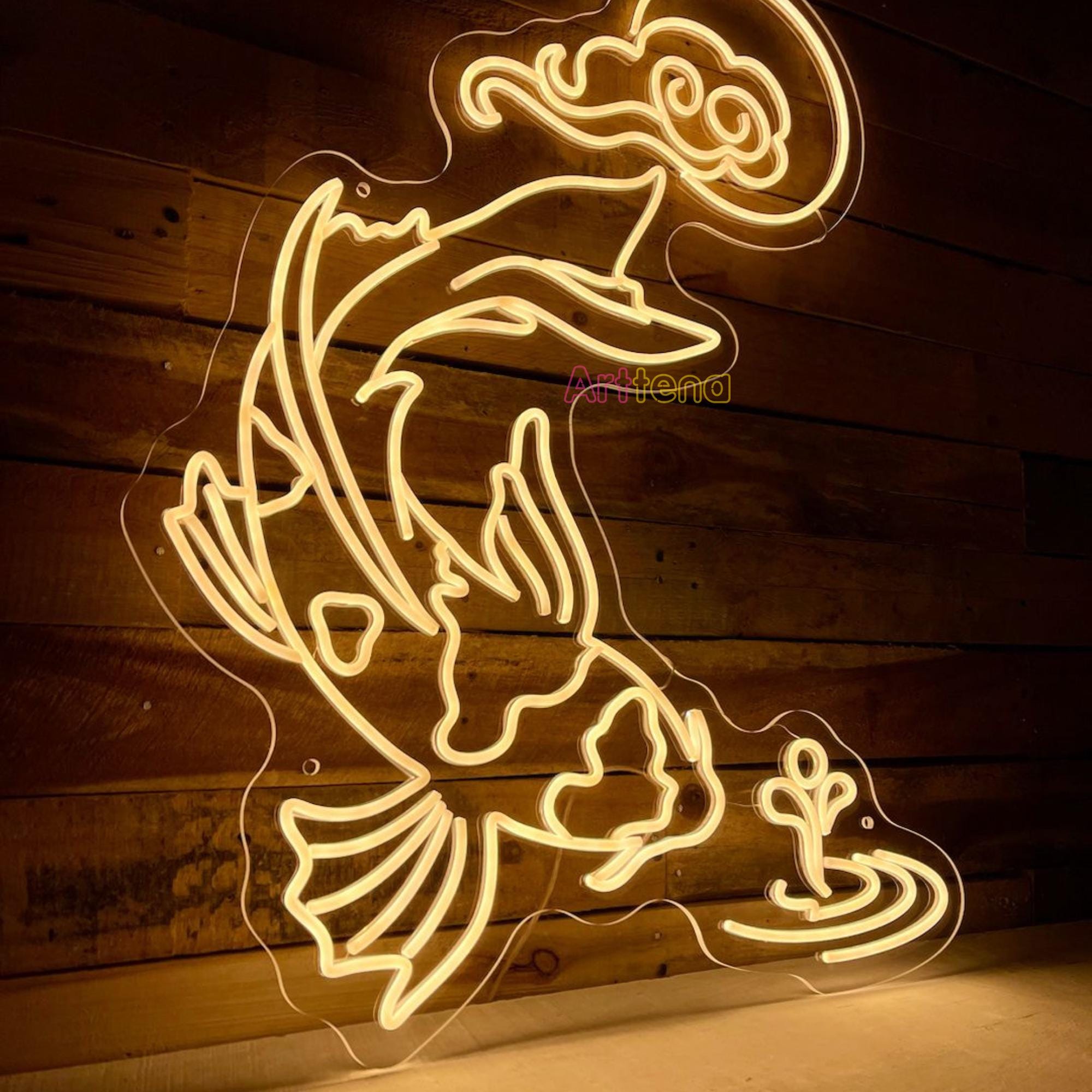 Koi Fish Neon Sign Custom Japan Neon Sign Moon Neon Sign Japanese Neon ...