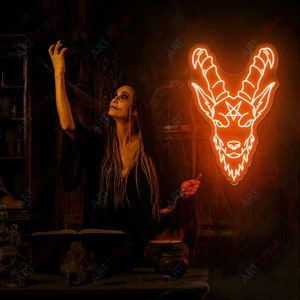 Baphomet Neon Sign, Gothic Dark Led Decor, Black Goat Led Light, Satan ...