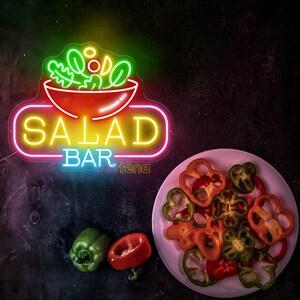 Salad Bar Neon Sign Healthy Salad Neon LED Sign Restaurant Wall Decor ...