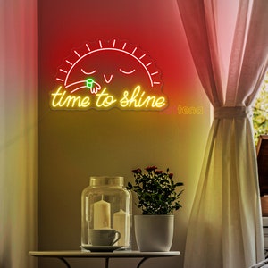 Time to Shine Neon Sign, Sun Shine LED Sign, Custom Neon Sign, Sun LED ...