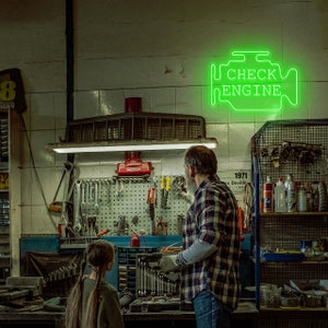 Check Engine Light Neon Sign, Check Engine Neon Sign, Man Cave Neon ...