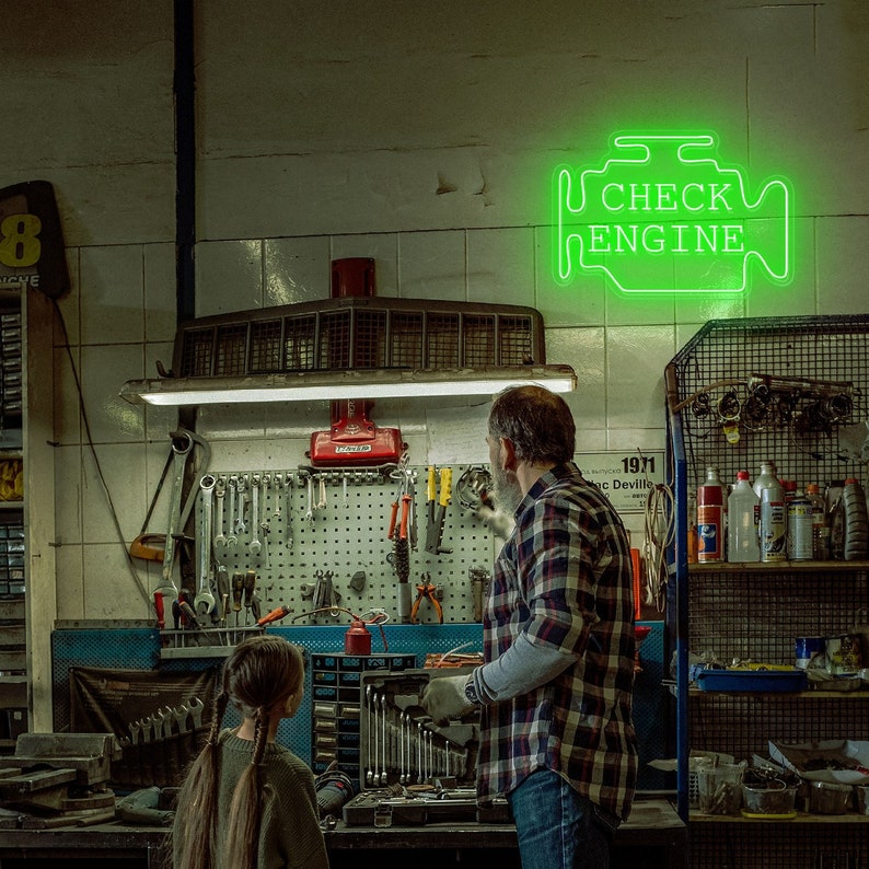 Check Engine Light Neon Sign Check Engine Neon Sign Man Cave - Etsy