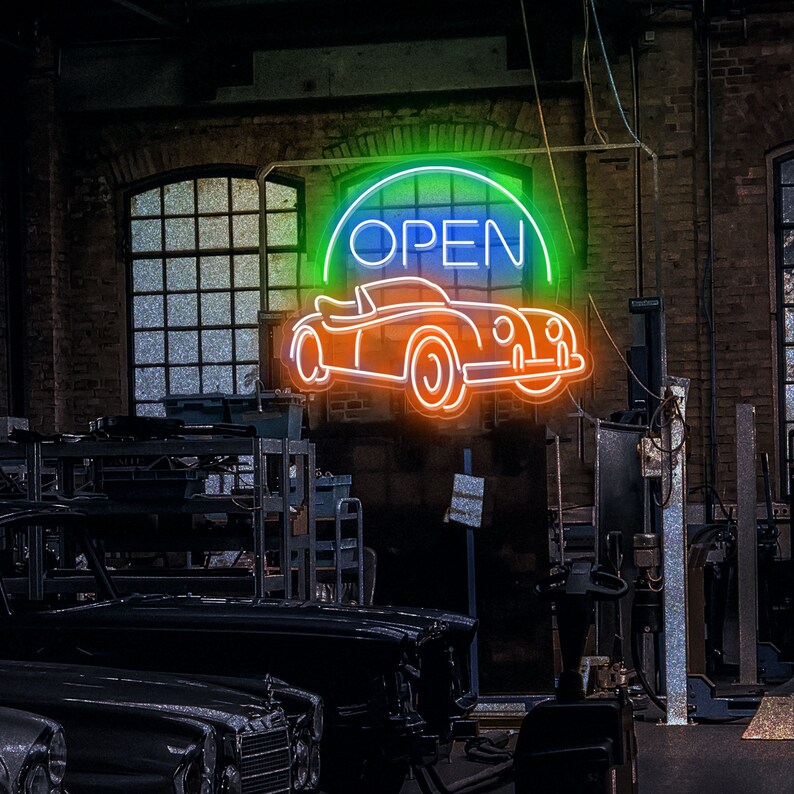 Open Neon Custom Car Neon Signs Garage Decoration Garden Wall - Etsy
