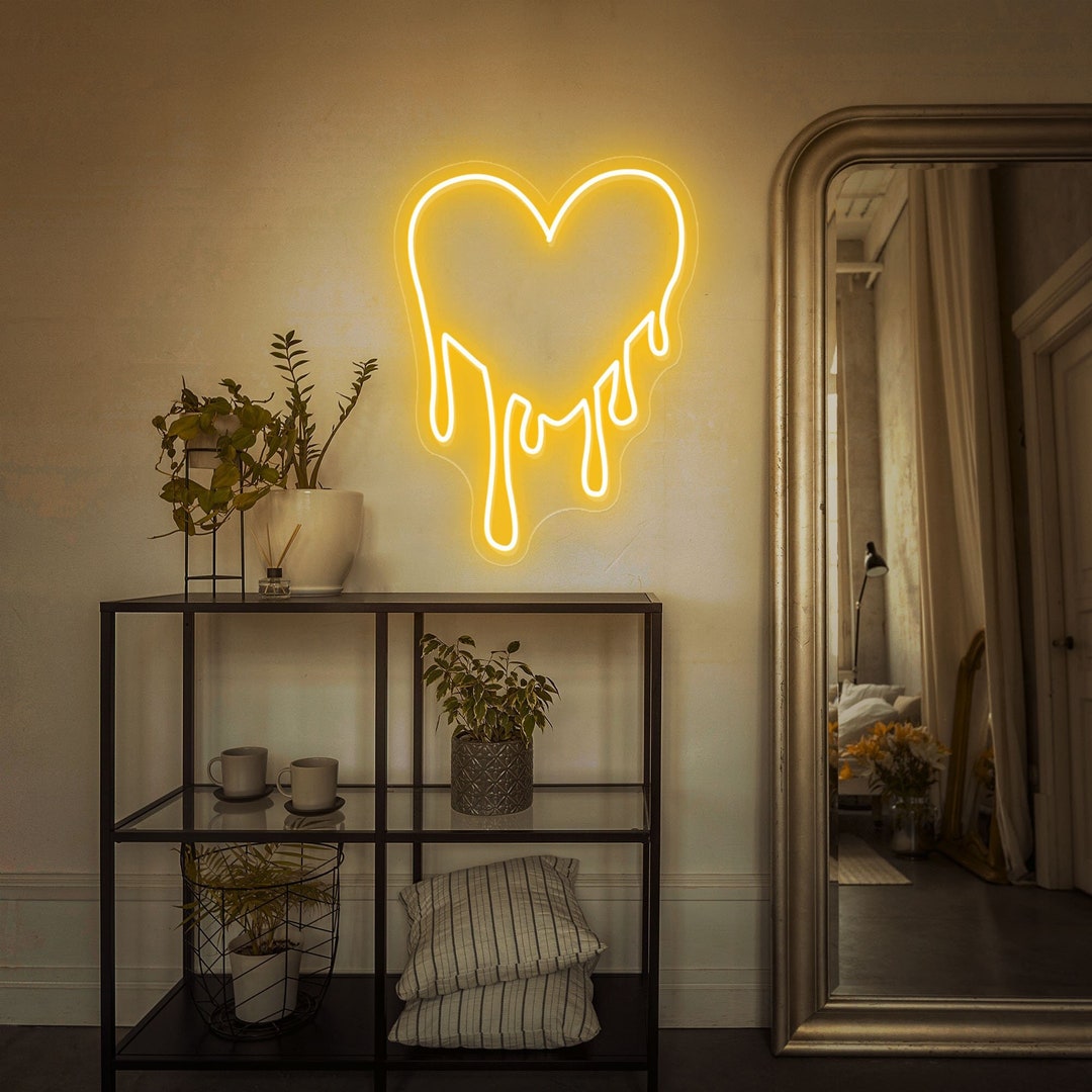 Heart Decoration Led Neon Sign Dripping Heart Neon Sign Neon - Etsy