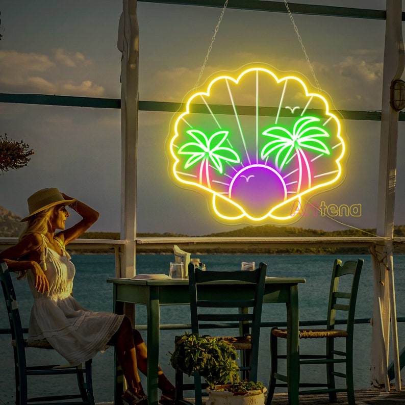 SEA SHELL Neon Sign Wall Custom Sign Marine Theme Pearl Neon Sign ...