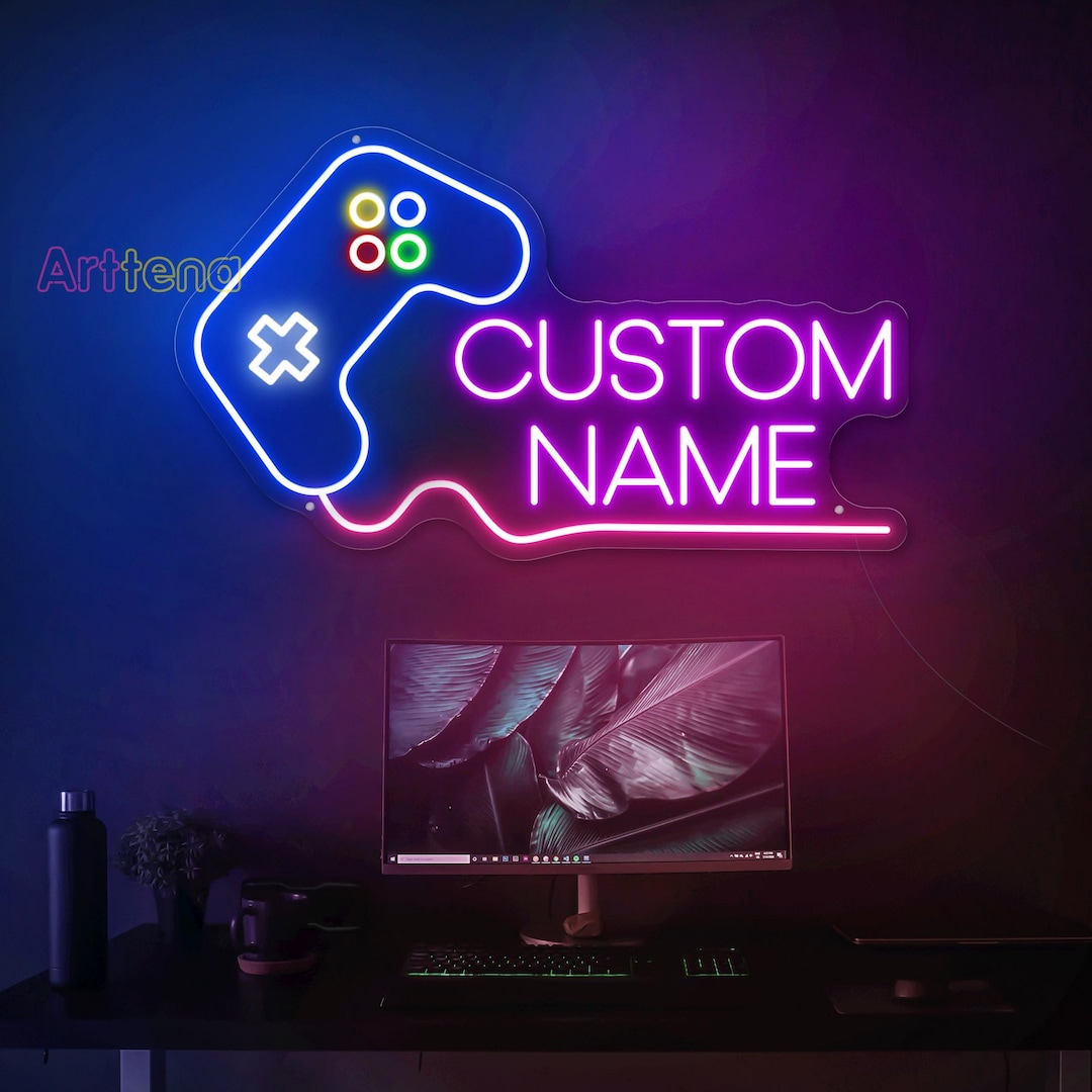 Custom Gamer Name Neon Sign, Personalized Name Tag Gift, Custom ...