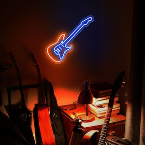 Handcrafted Electric Guitar LED Neon Sign, Music Room Decor - Etsy
