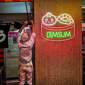 Dim Sum Open Neon Sign, Dim Sum Neon Sign, Chinese Food Sign, Dim Sum Decor, Restaurant Decor ...