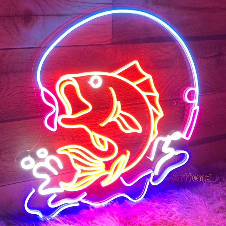 Go Fishing Sign,fish Neon Sign, Fish Led Light,fishing Wall Art,man ...