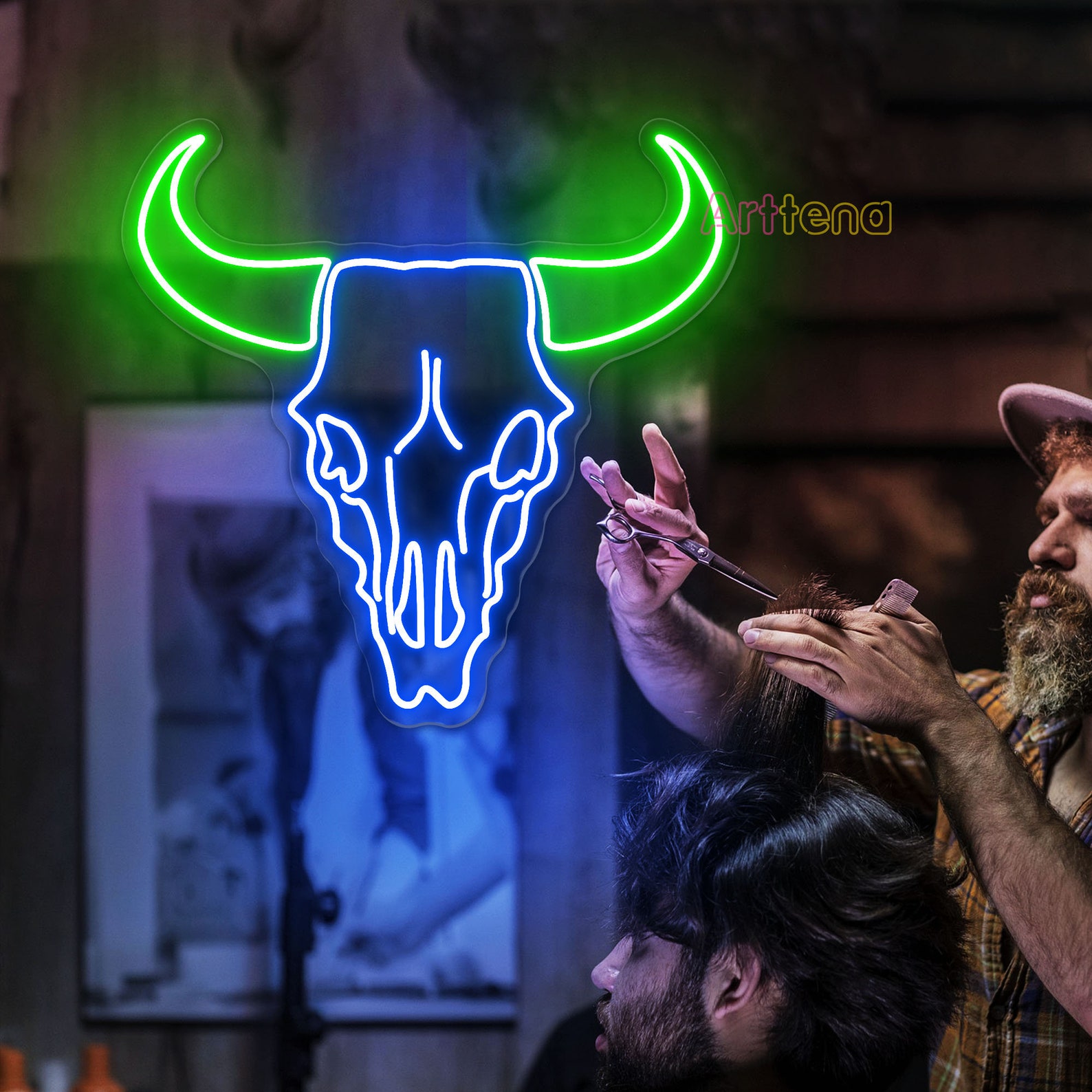 Buffalo Skull Neon Sign Animals With Horns Light Sign Custom Buffalo ...