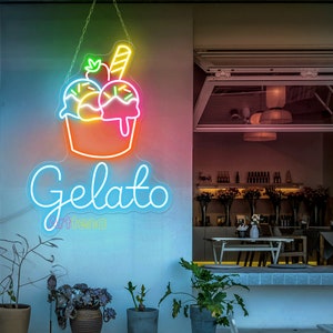 Gelato Neon Sign Ice Cream Shop LED Sign Gelato Open LED Light Custom ...
