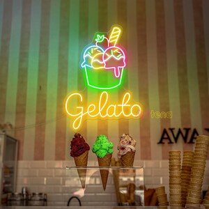 Gelato Neon Sign Ice Cream Shop LED Sign Gelato Open LED Light Custom ...