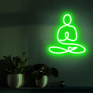 Yoga LED Neon Sign, Wall Decor, Wall Sign, Neon Lights, Meditation Art ...