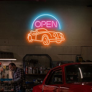 Open Neon, Custom Car Neon Signs Garage Decoration Garden Wall Decor ...