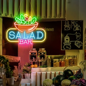 Salad Bar Neon Sign Healthy Salad Neon LED Sign Restaurant Wall Decor ...