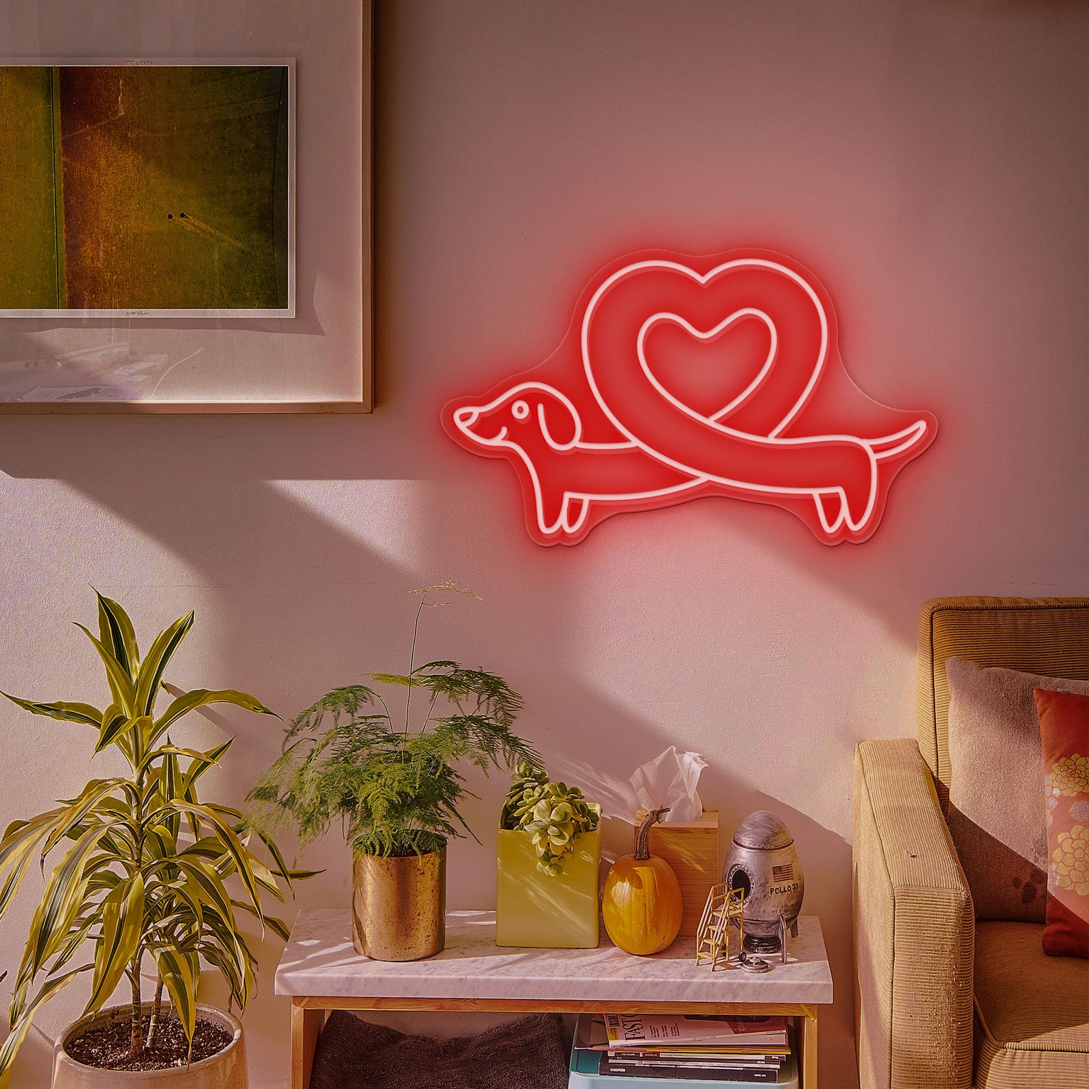 Heart Shaped Dachshund Dog Sign, Dachshund Neon Sign, Dog LED Neon ...
