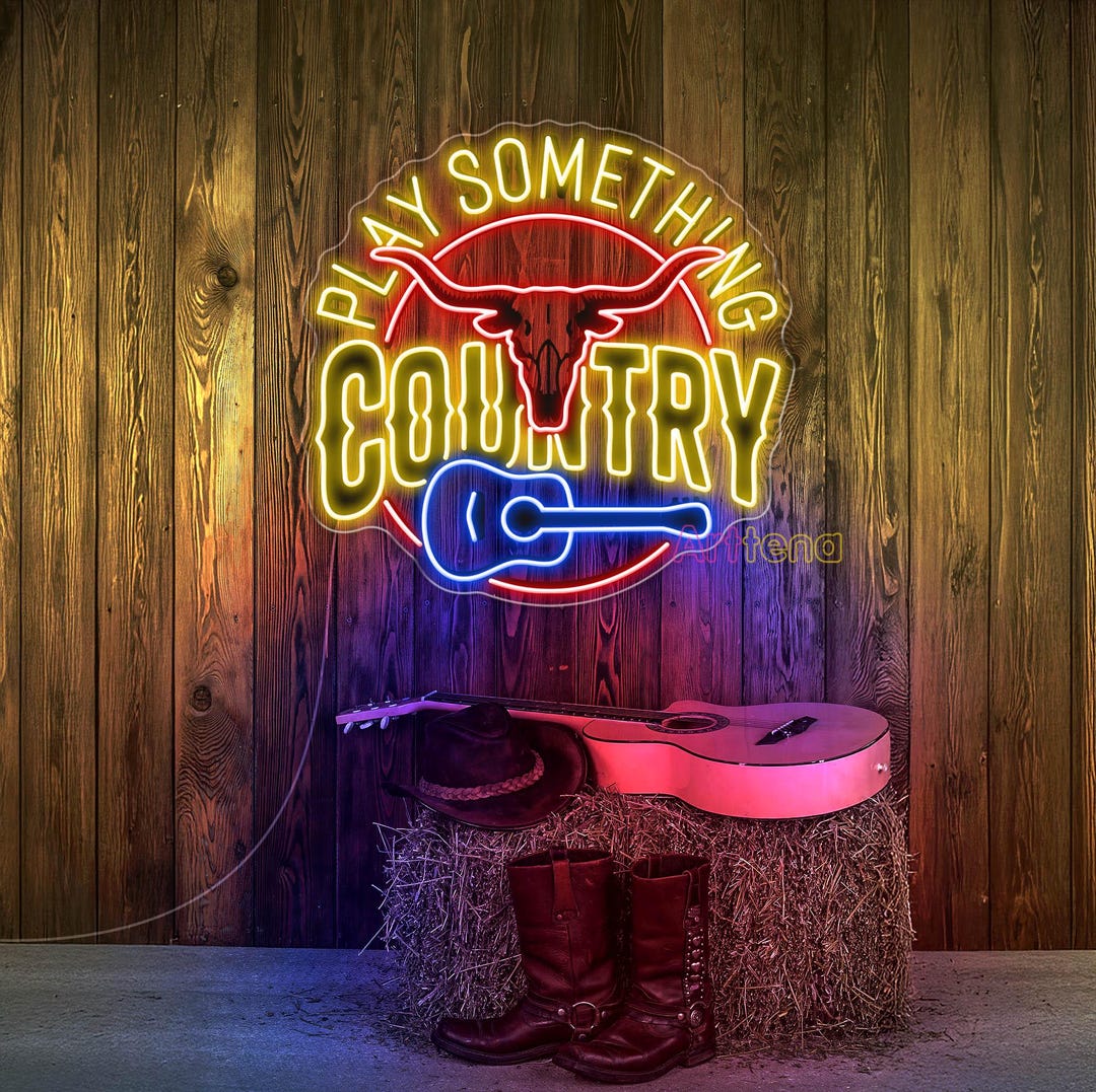Play Something Country LED Neon Sign, Cowboy Neon Sign, Cowboy Decor ...