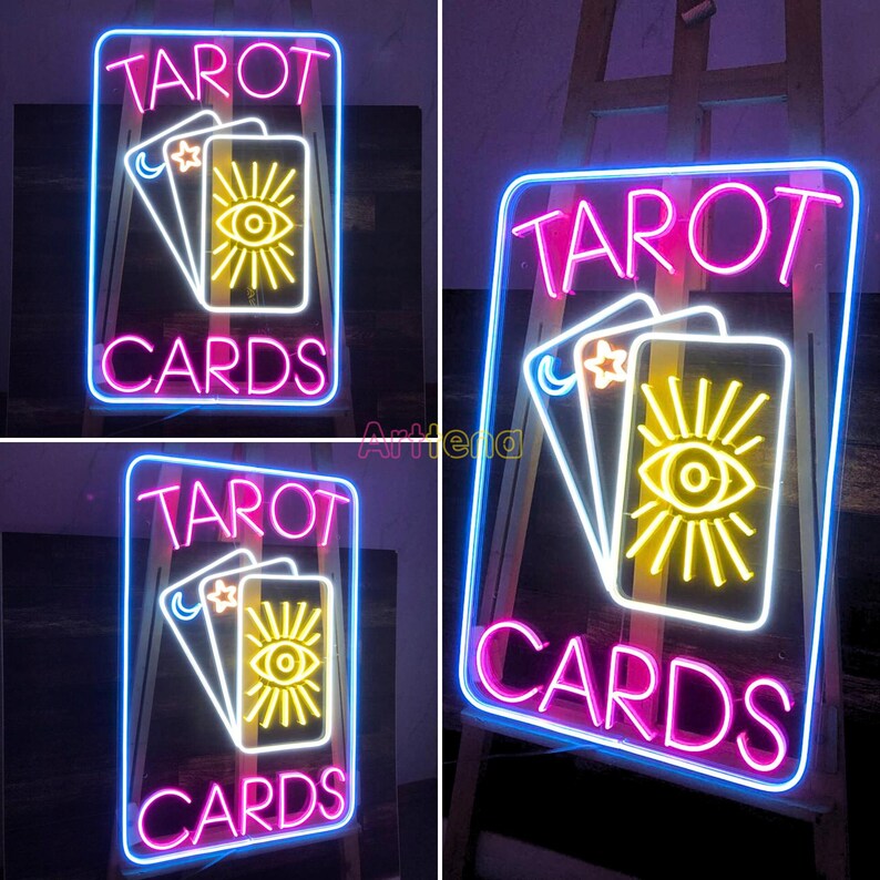 Custom Tarot Card Neon Sign, Tarot Card Reader, Psychic Tarot Moon ...