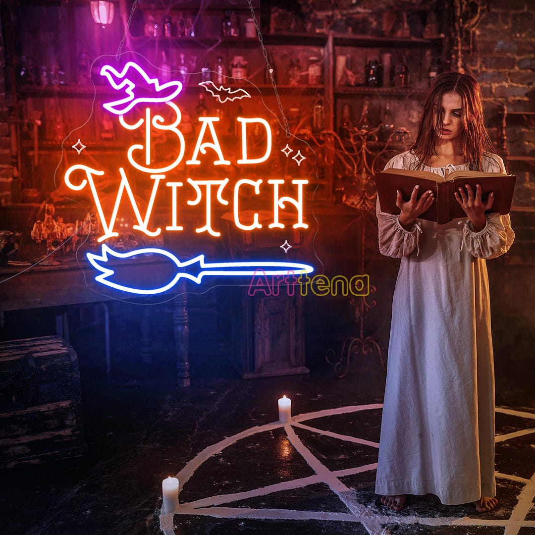 Bad Witch Neon Sign, Witch Neon Sign, Witch Decor Sign, Halloween Sign ...