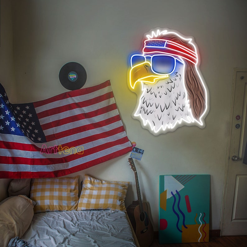 American Bald Eagle Mullet Neon Sign Eagle Mullet USA UV Printing Led ...