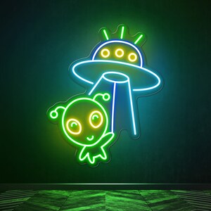 Alien Space Neon Sign UFO Neon Sign UFO Abduction Alien Neon Sign Alien ...
