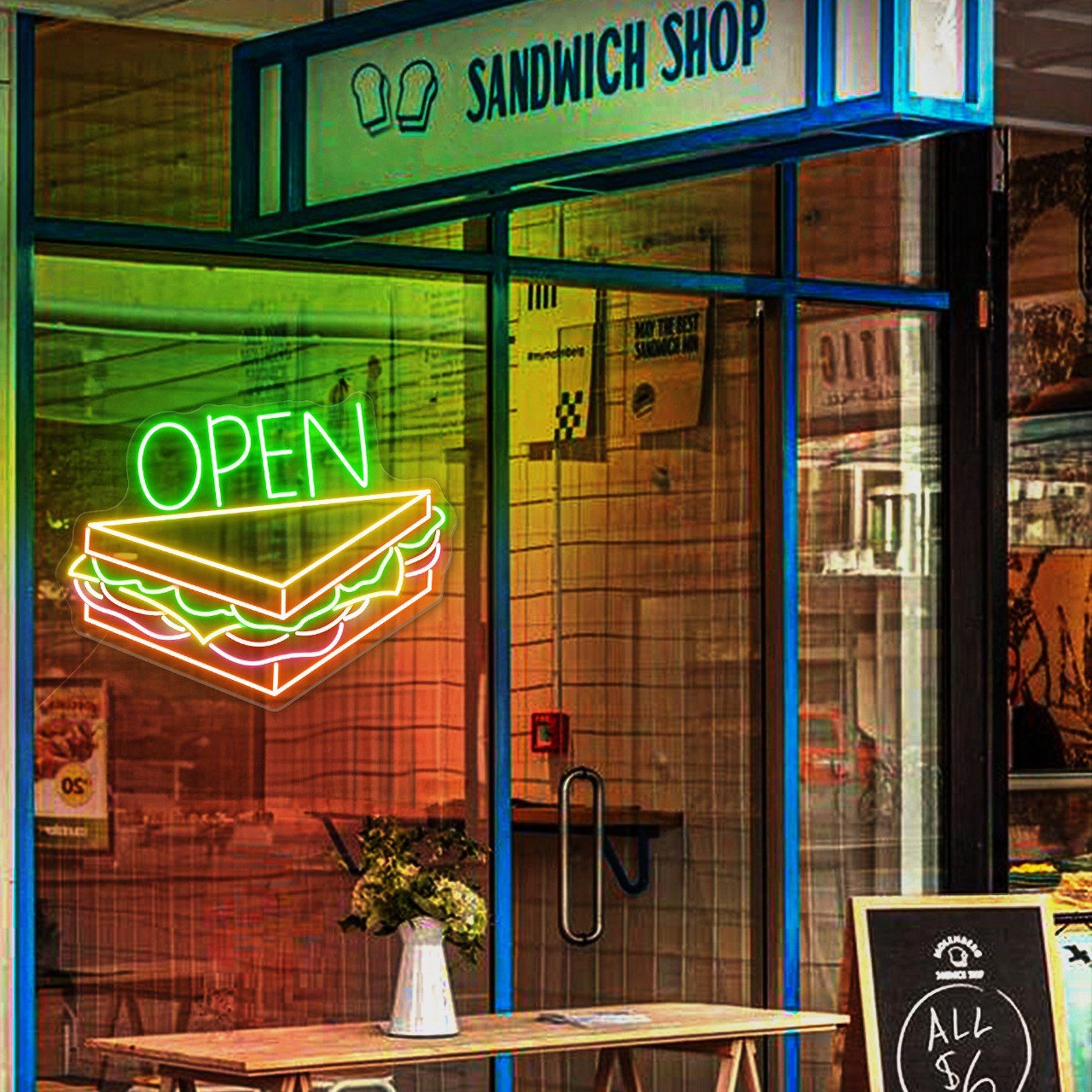 Sandwich Open Neon Sign, Sandwich Neon Sign, Sandwich Decor, Open Neon ...