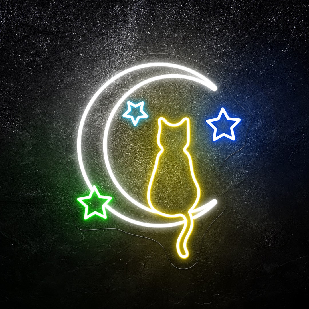 Anime Cat,kitten Neon, Witchy Home Decor, Cute Halloween, Spooky Decor ...