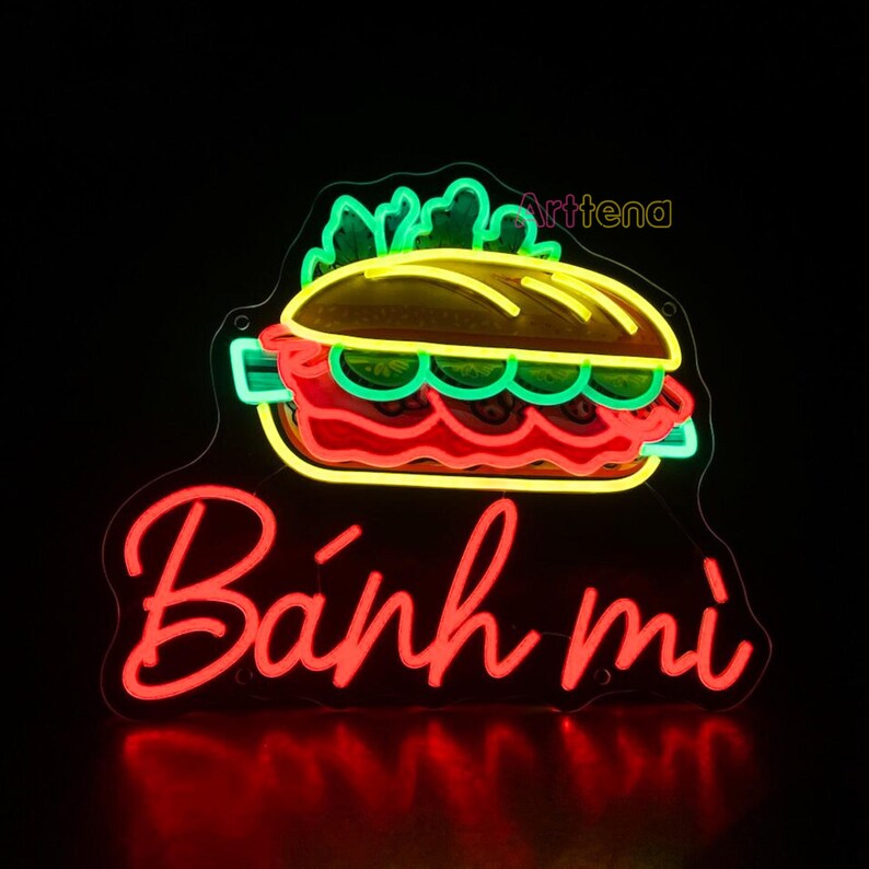 Banh Mi Neon Sign, Vietnamese Bread Led Sign, Vietnamese Food Wall Art ...