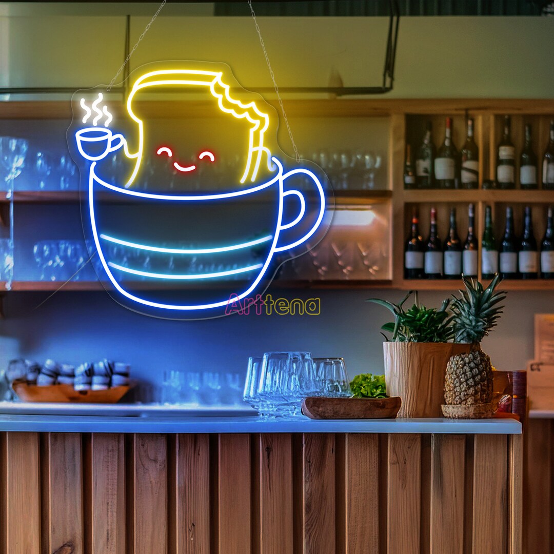 Coffee Bread Neon Sign, Coffee Shop Decor Wall, Coffee LED Neon Sign ...