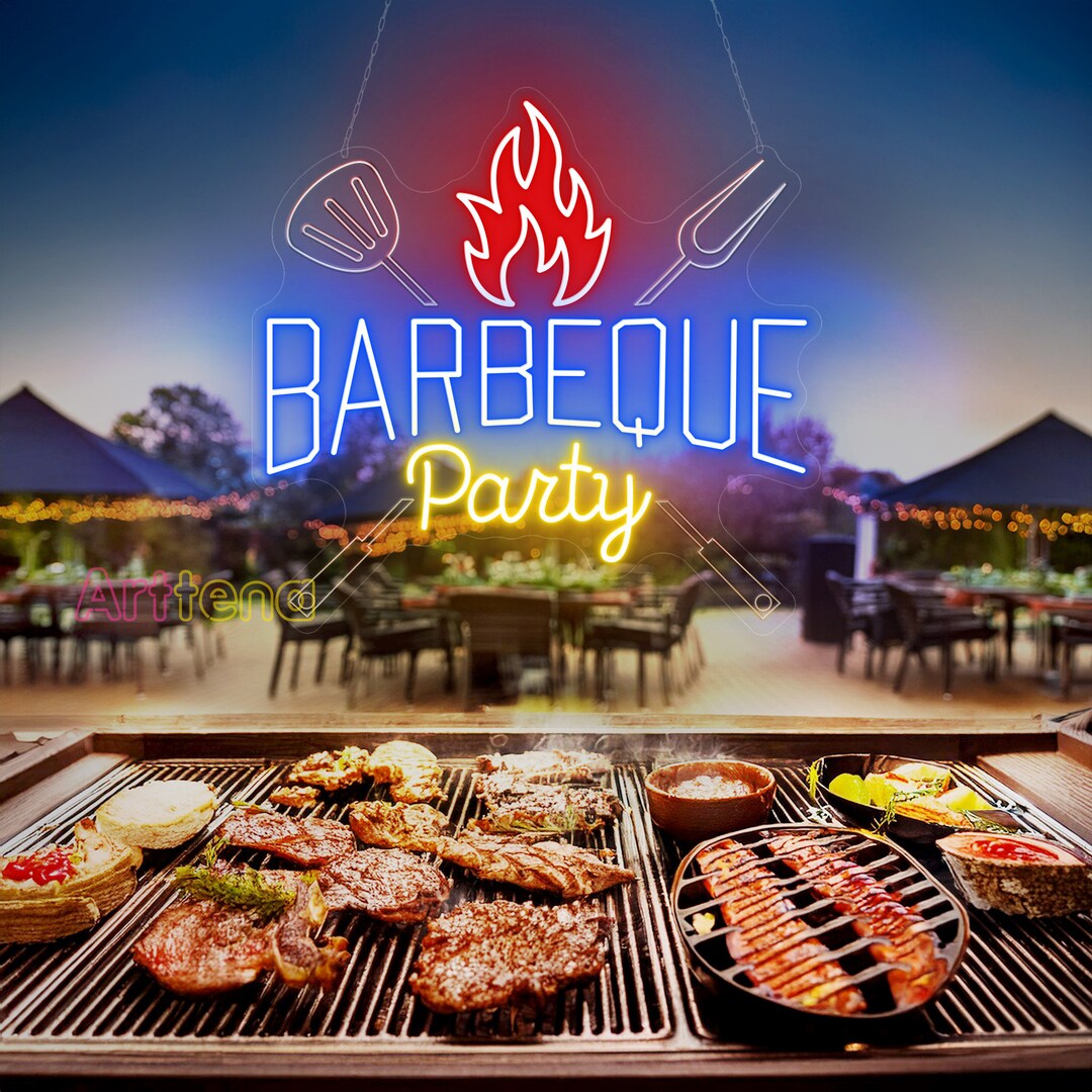 Barbeque Party Neon Sign, BBQ Party Decor, Barbecue Decor Sign, BBQ ...
