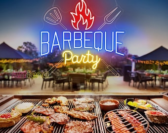 Barbecue Neon Sign, BBQ Party Decor, Barbecue Decor Sign, BBQ Wall ...