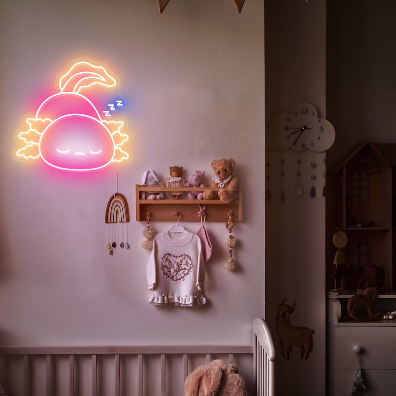 Cute Axolotl Neon Sign Axolotl Sleeping Sign Hologram Light - Etsy