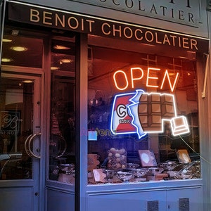 Chocolate Open Neon Sign, Chocolate Neon Sign, Chocolate Decor Sign ...