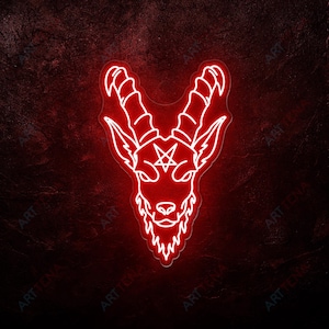 Baphomet Neon Sign, Gothic Dark Led Decor, Black Goat Led Light, Satan ...