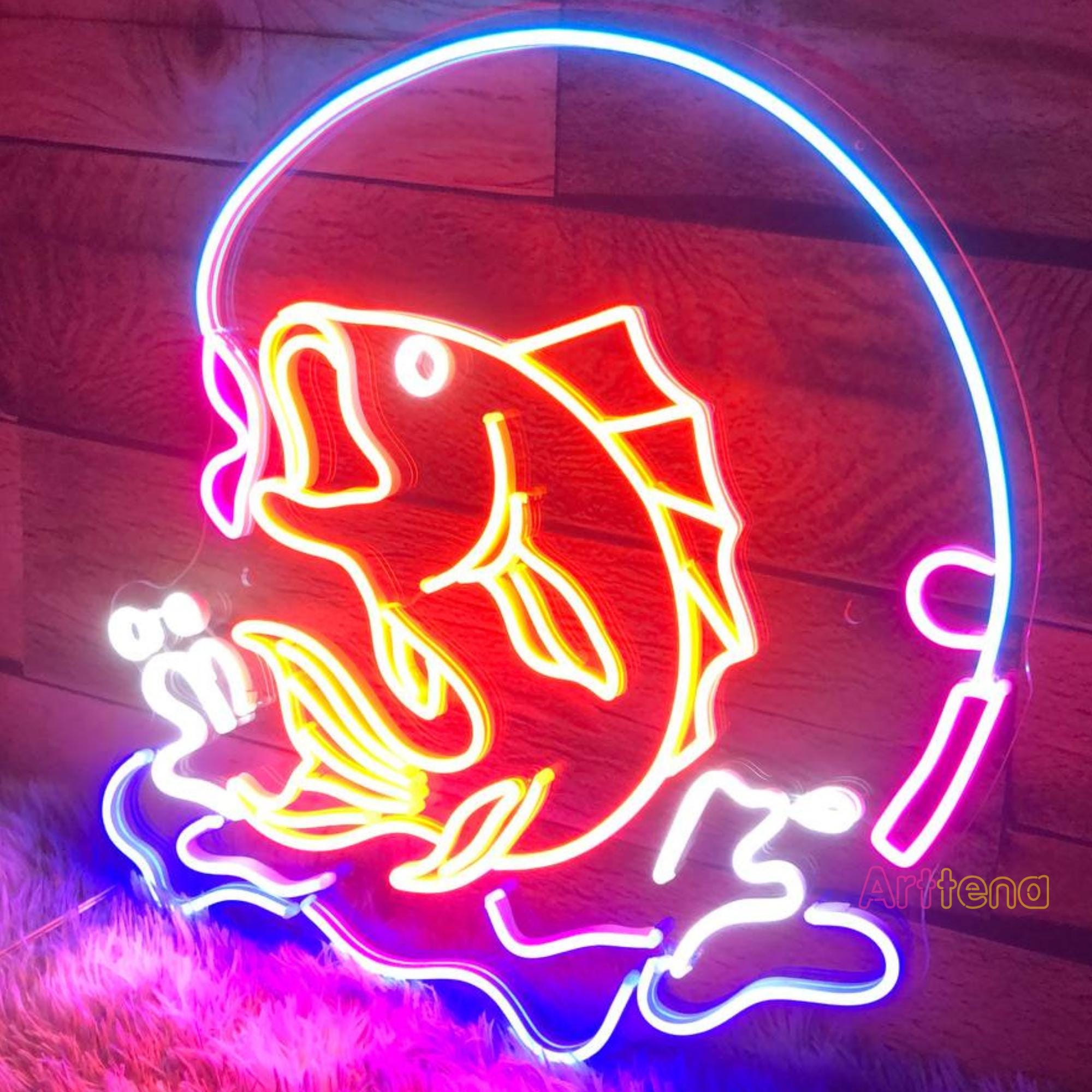 Go Fishing Sign,fish Neon Sign, Fish Led Light,fishing Wall Art,man ...