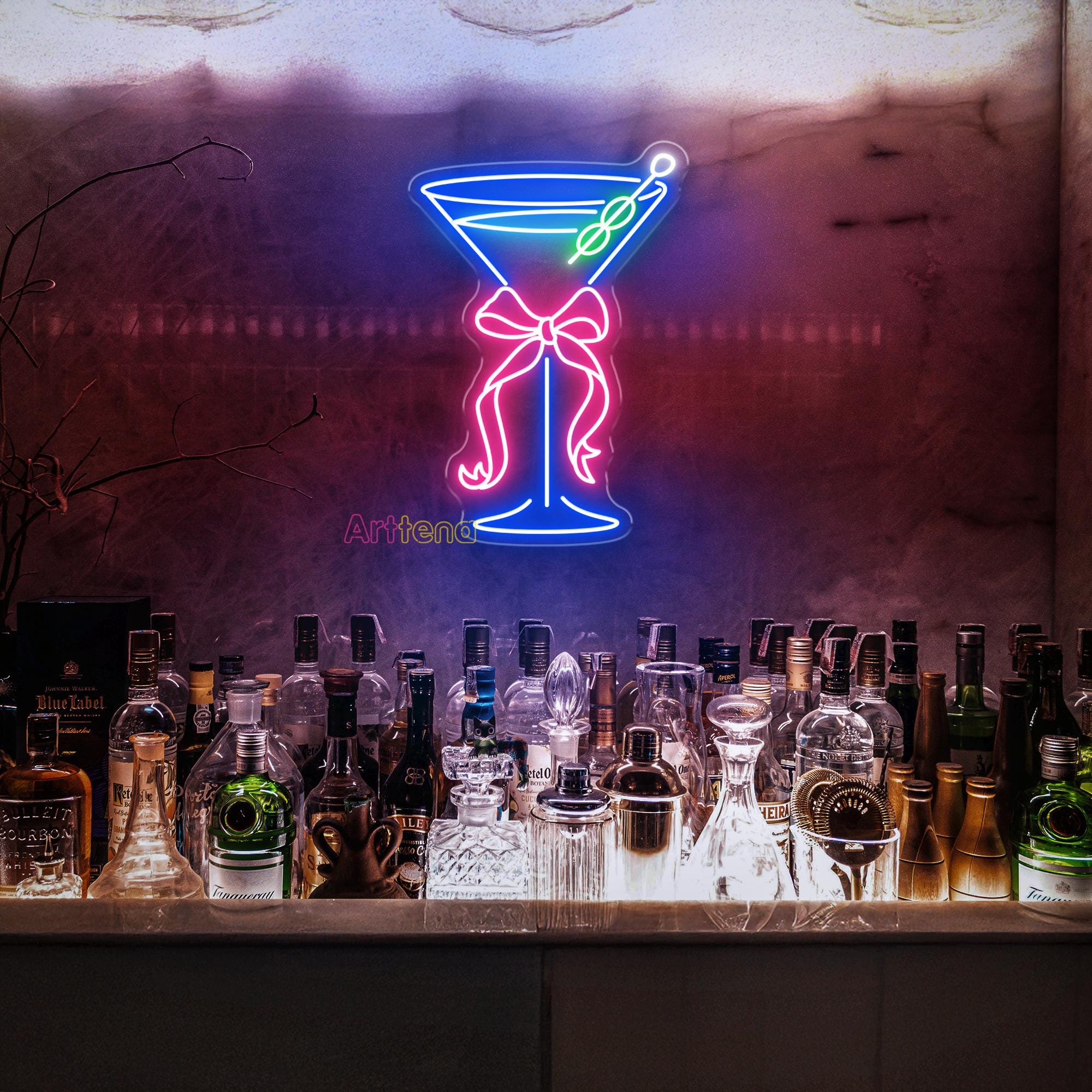 Martini Time Neon Sign, Bar Party Decor, Cocktail Wall Decor, Christmas ...