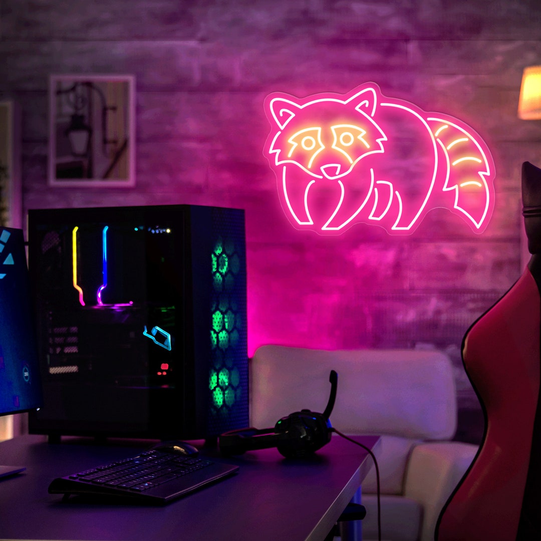 Raccoon Neon Sign, Cute Raccoon Led Neon, Animal Raccoon Led Light ...