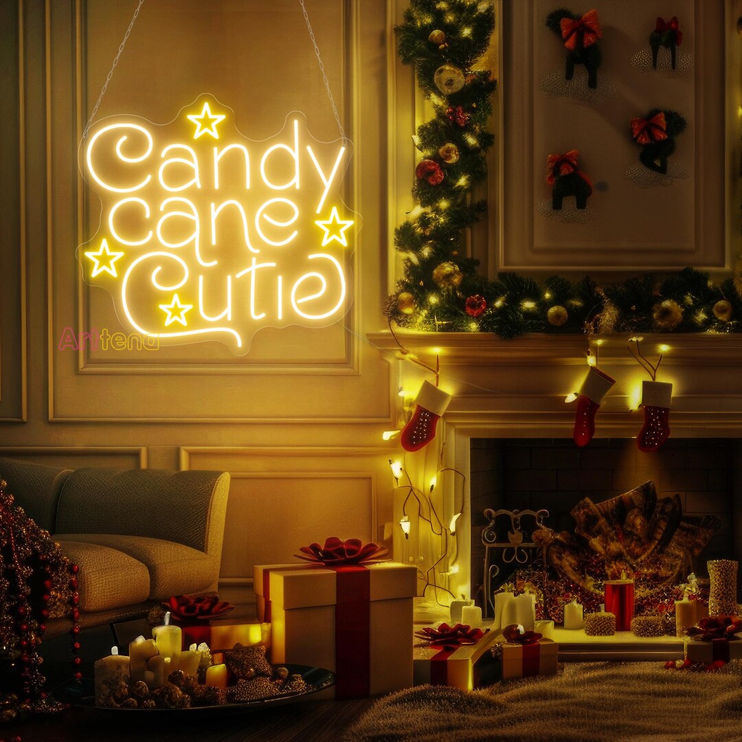 Candy Cane Cutie Neon Sign, Christmas Neon Sign, Christmas Cutie Sign ...