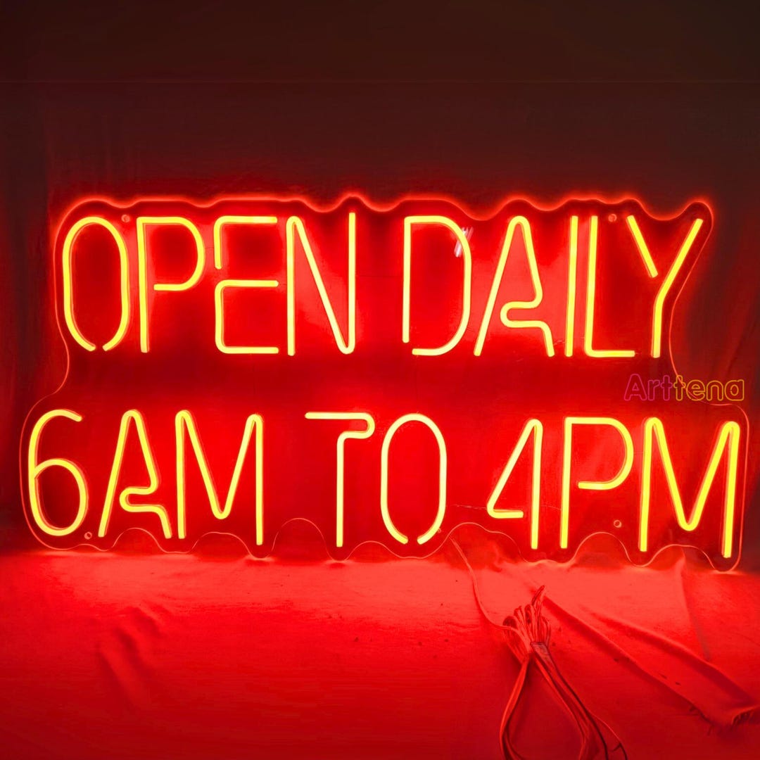 Custom Open Neon Sign Open Daily Time Open Neon Lights | Open Sign ...
