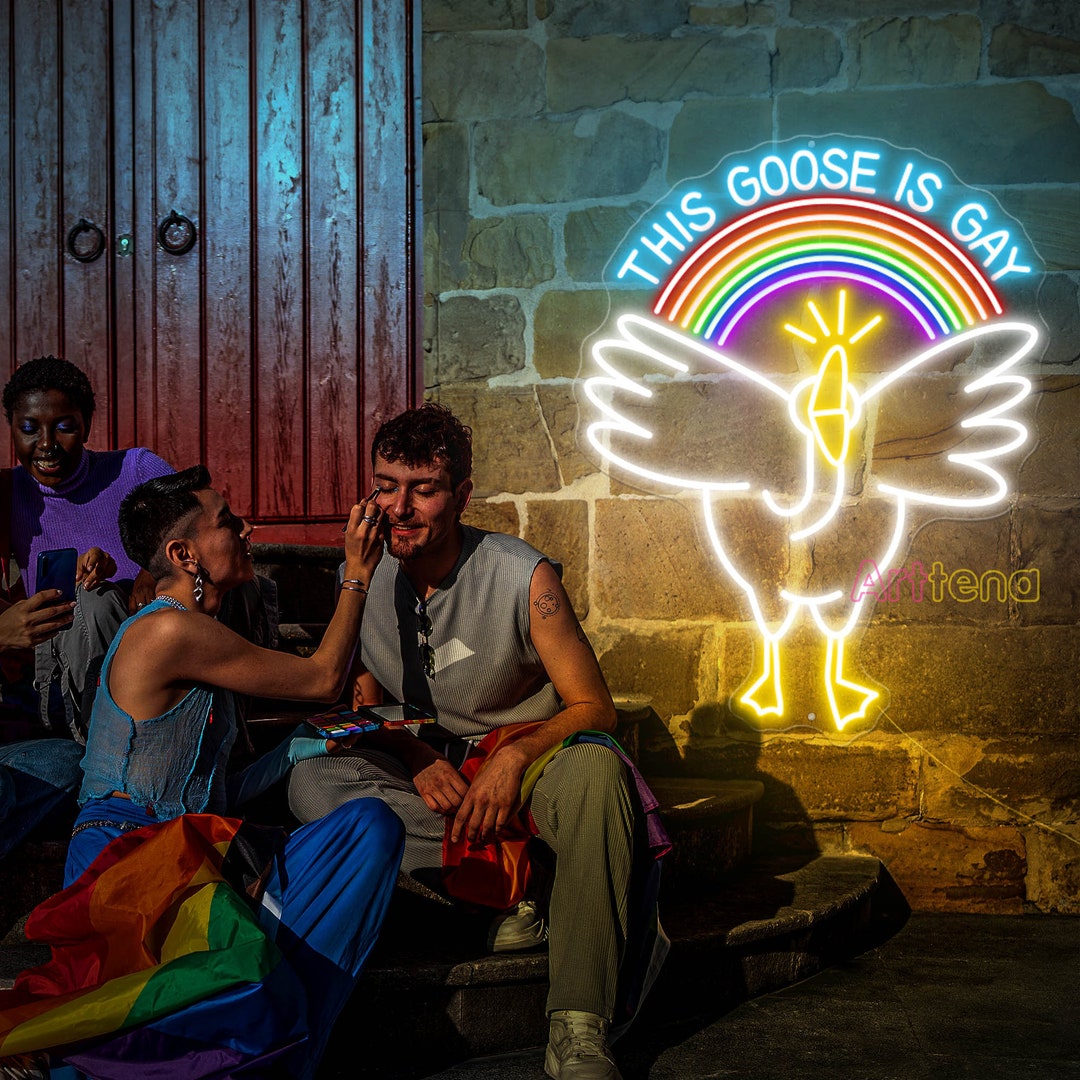 This Goose is Gay Neon Sign Goose Gay Neon Led Light Rainbow Neon Sign ...