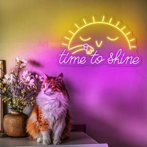 Time to Shine Neon Sign, Sun Shine LED Sign, Custom Neon Sign, Sun LED ...