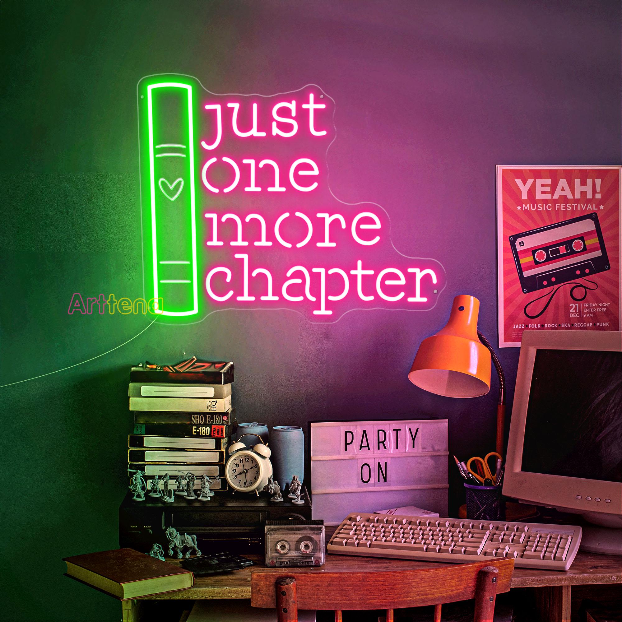 Just One More Chapter Neon Sign, Book Lover Gift, Book Room Decor ...