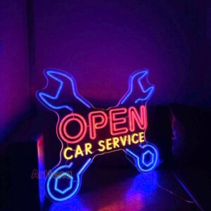 Custom Garage Neon Sign Car Service Decor Gearbox Neon Sign Man Cave ...
