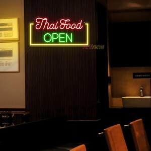 Thai Food Open Neon Sign, Thai Food Neon Sign, Open Neon Sign, Kitchen ...