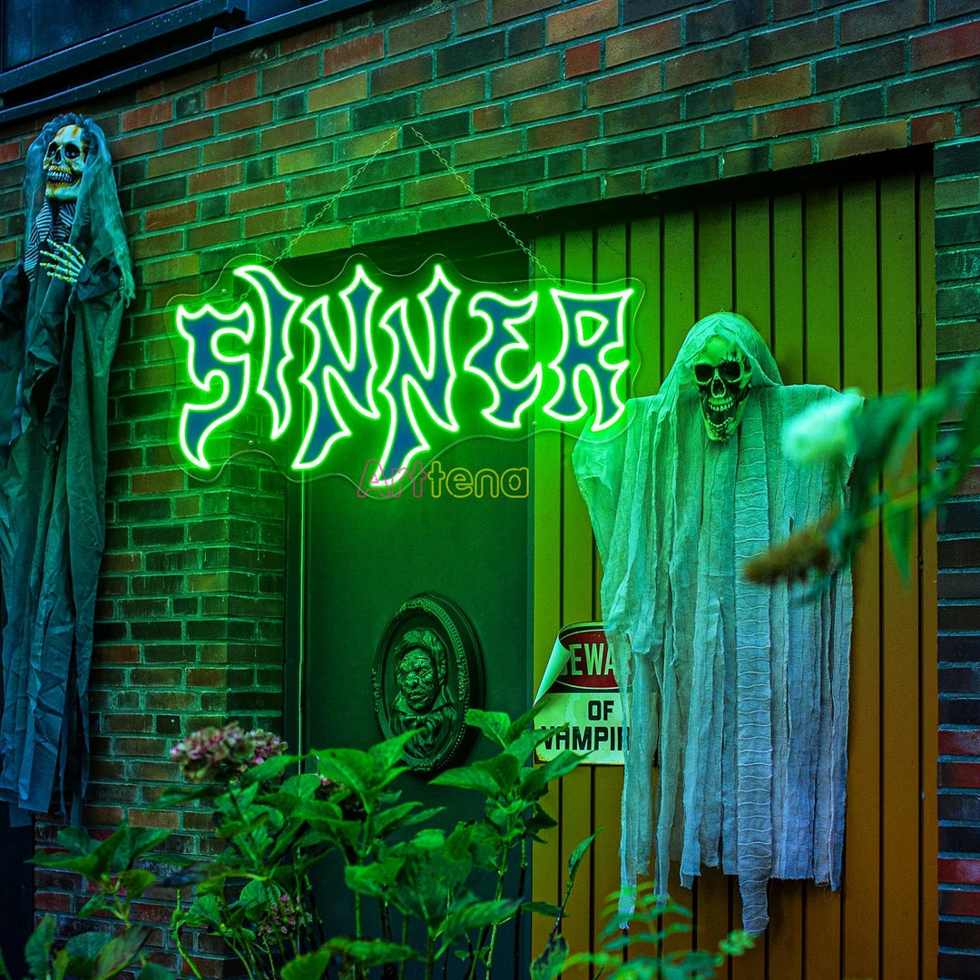Custom Gothic Sinner Neon Sign: Old English Font Decor, Custom ...