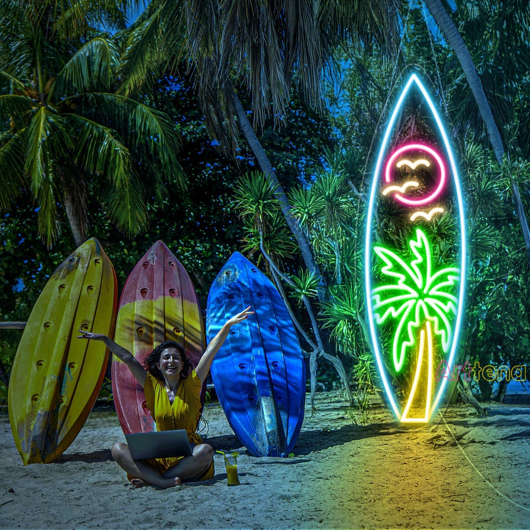 Surfboard Neon Sign, Surfing Led Light, Surf Board Light, Summer ...