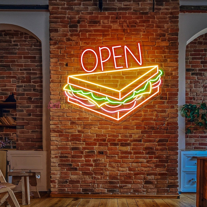 Sandwich Open Neon Sign, Sandwich Neon Sign, Sandwich Decor, Open Neon ...